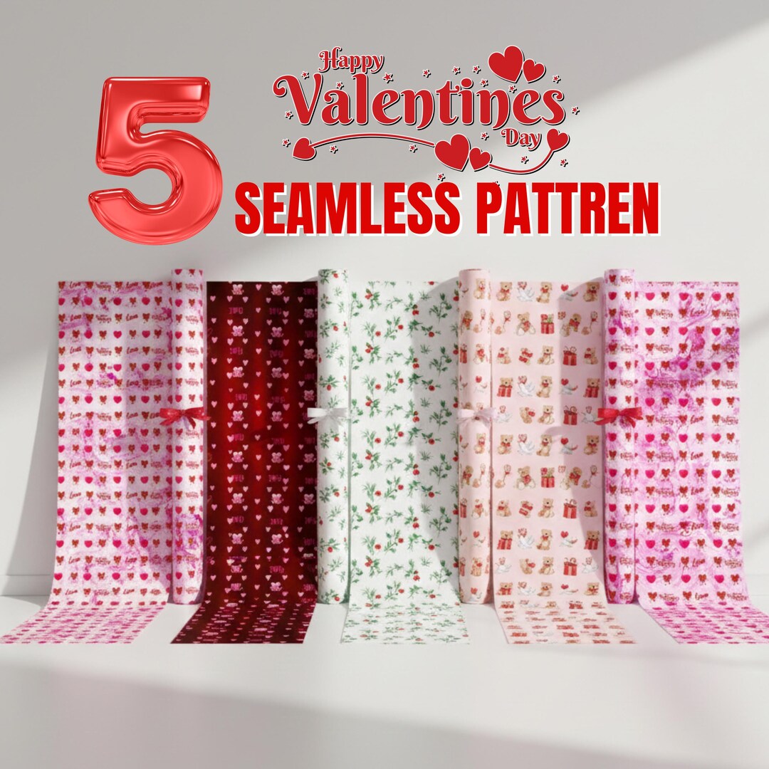 Valentine’s Day Seamless PNG Pattern Bundle – Romantic Digital Paper ...