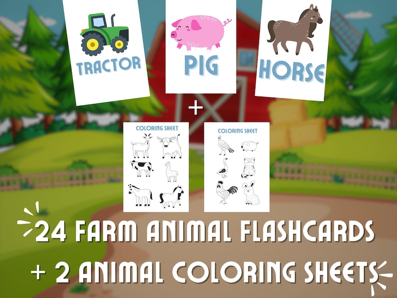 Printable Farm Animal Flash Cards for Toddlers, Preschool, Early ...
