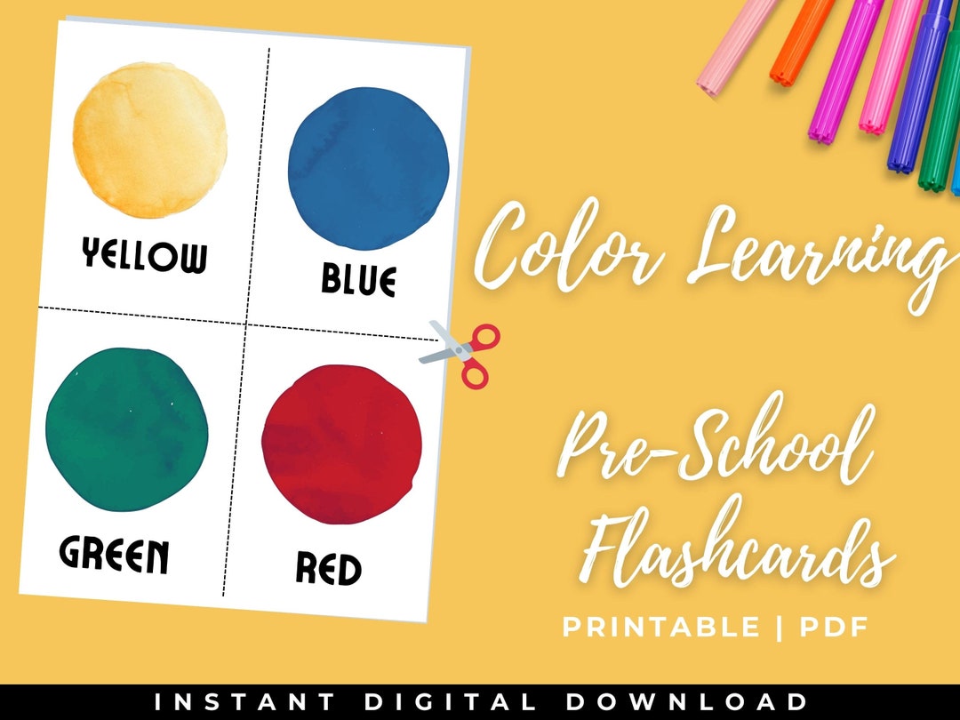 Printable Colors Early Learning Flash Cards for Toddlers, Preschool ...