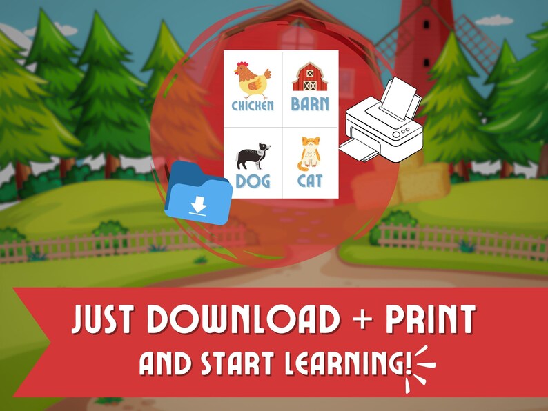 Printable Farm Animal Flash Cards for Toddlers Preschool - Etsy
