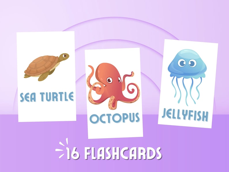Printable Ocean Life Flash Cards for Toddlers, Preschool, Early ...