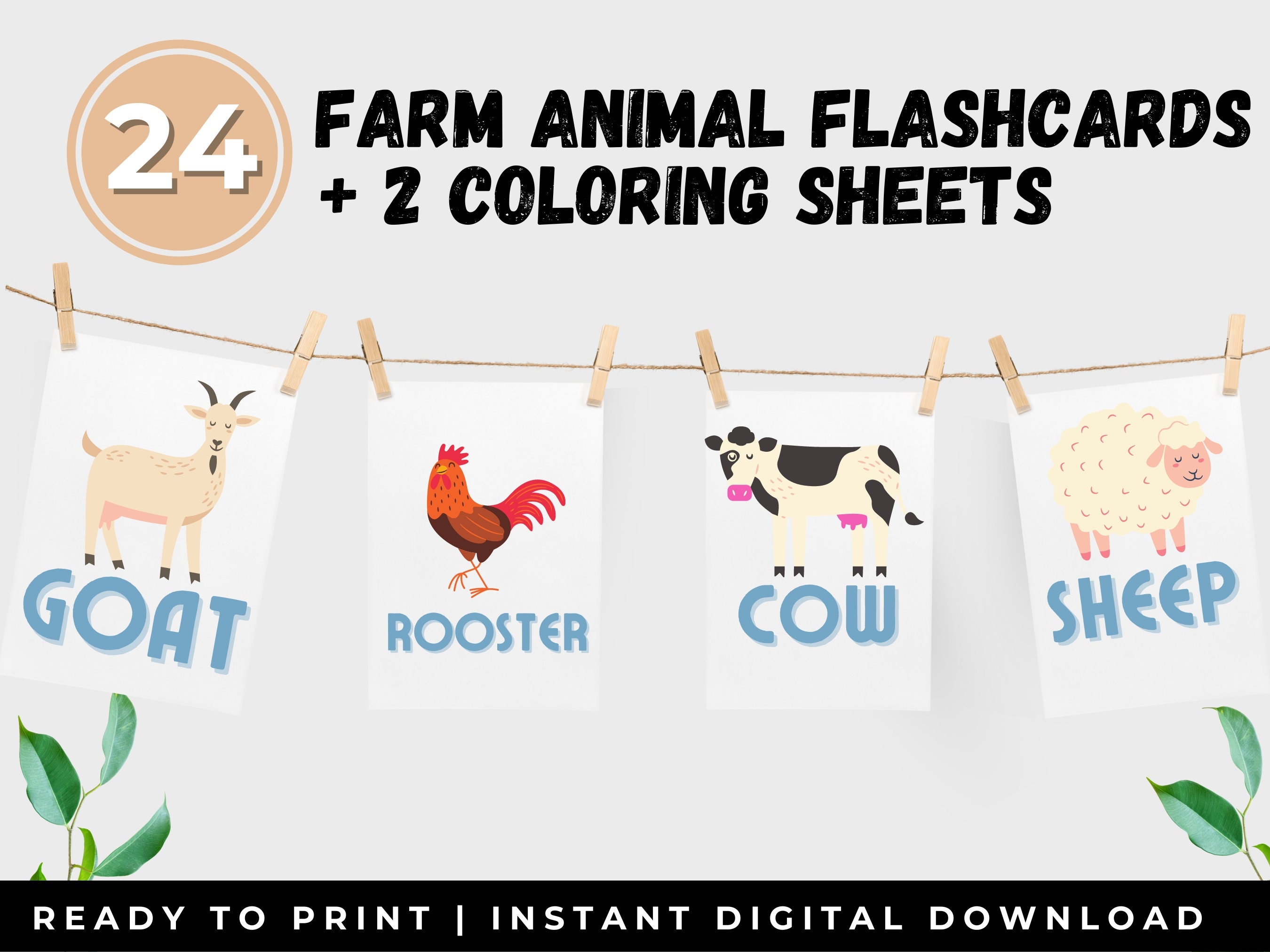 Printable Farm Animal Flash Cards for Toddlers, Preschool, Early ...
