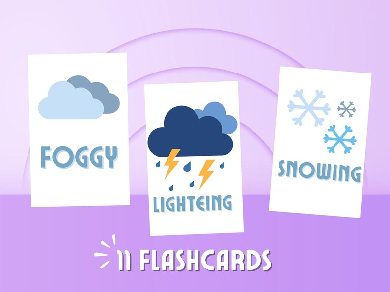Printable Weather and Seasons Bundle Flash Cards for Toddler, Preschool ...