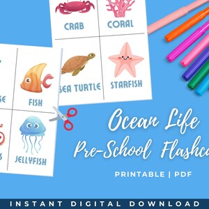Printable Ocean Life Flash Cards for Toddlers, Preschool, Early ...