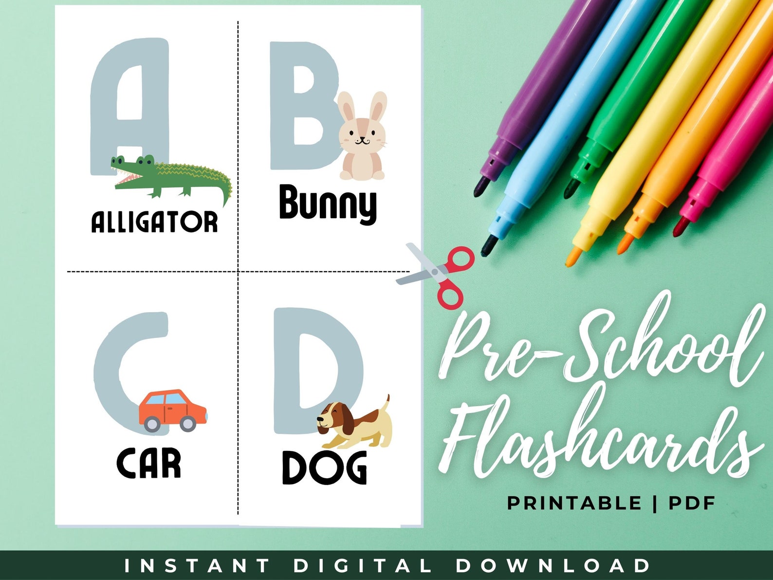 Printable Alphabet- 26 ABC Flash Cards for Toddlers, Preschool, Early ...