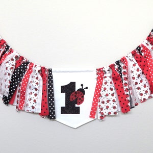 Ladybug High Chair Banner for First Birthday in Red and Black - Little ...