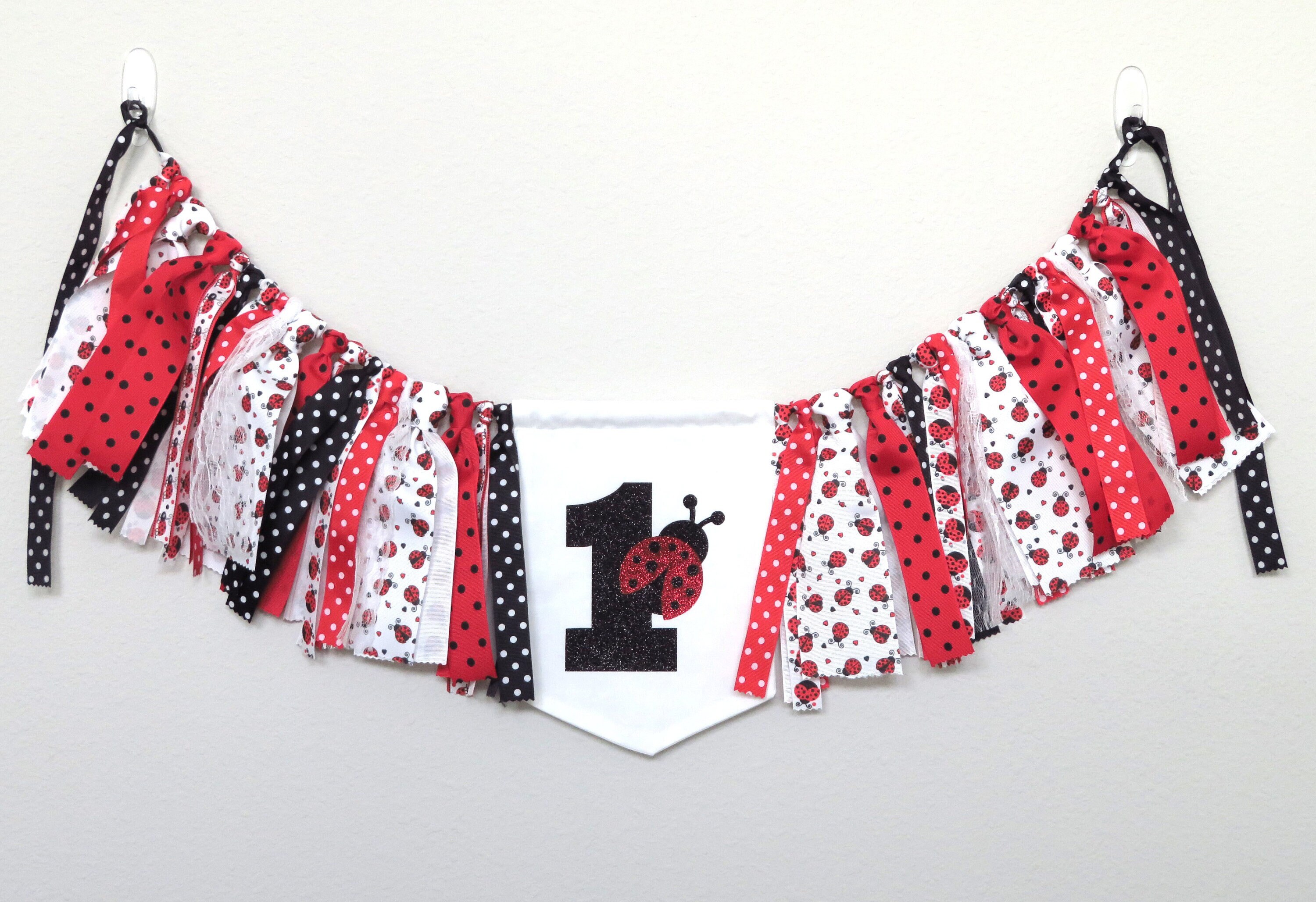 Ladybug High Chair Banner for First Birthday in Red and Black Little ...