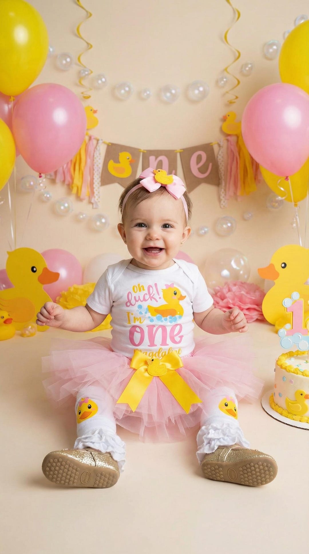 Rubber Ducky 1st Birthday Outfit With Pink Tutu - Oh Duck Birthday Girl ...
