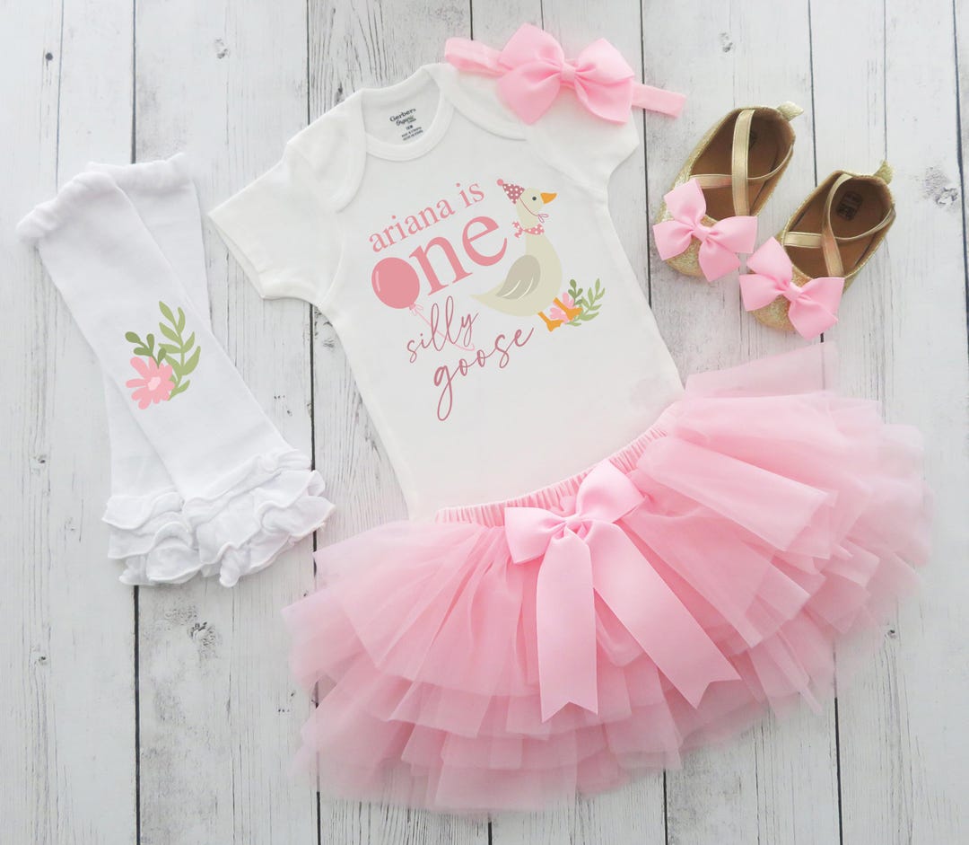 Silly Goose First Birthday Dress With Tutu - Vintage Floral Goose ...