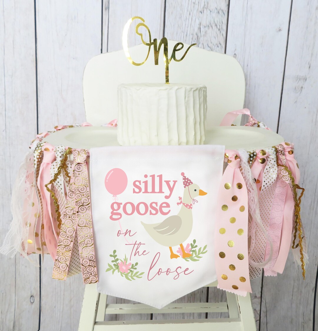 Silly Goose on the Loose Birthday Banner for Birthday Party - Pink ...