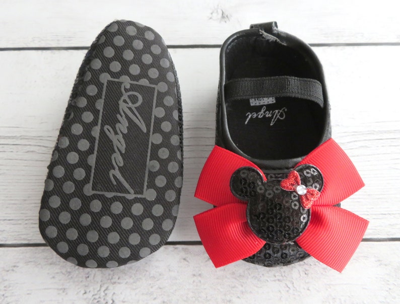 SALE - Red and Black Minnie Mouse Shoes - First Birthday Shoes, First ...