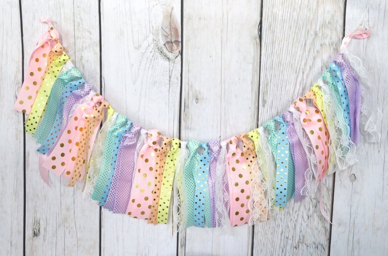 Pastel Rainbow High Chair Banner and Wall Banner for First Birthday ...