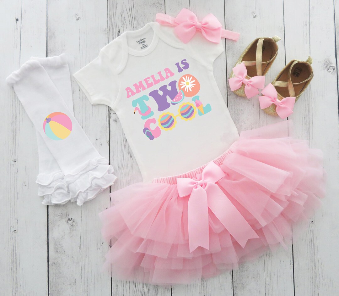 Two Cool Birthday Dress With Tutu - Fun in the Sun, Pool Party, Summer ...