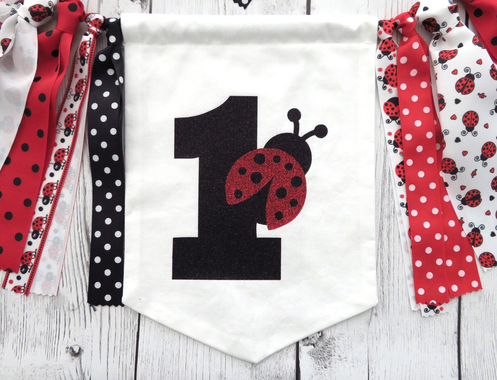 Ladybug High Chair Banner for First Birthday in Red and Black Little ...