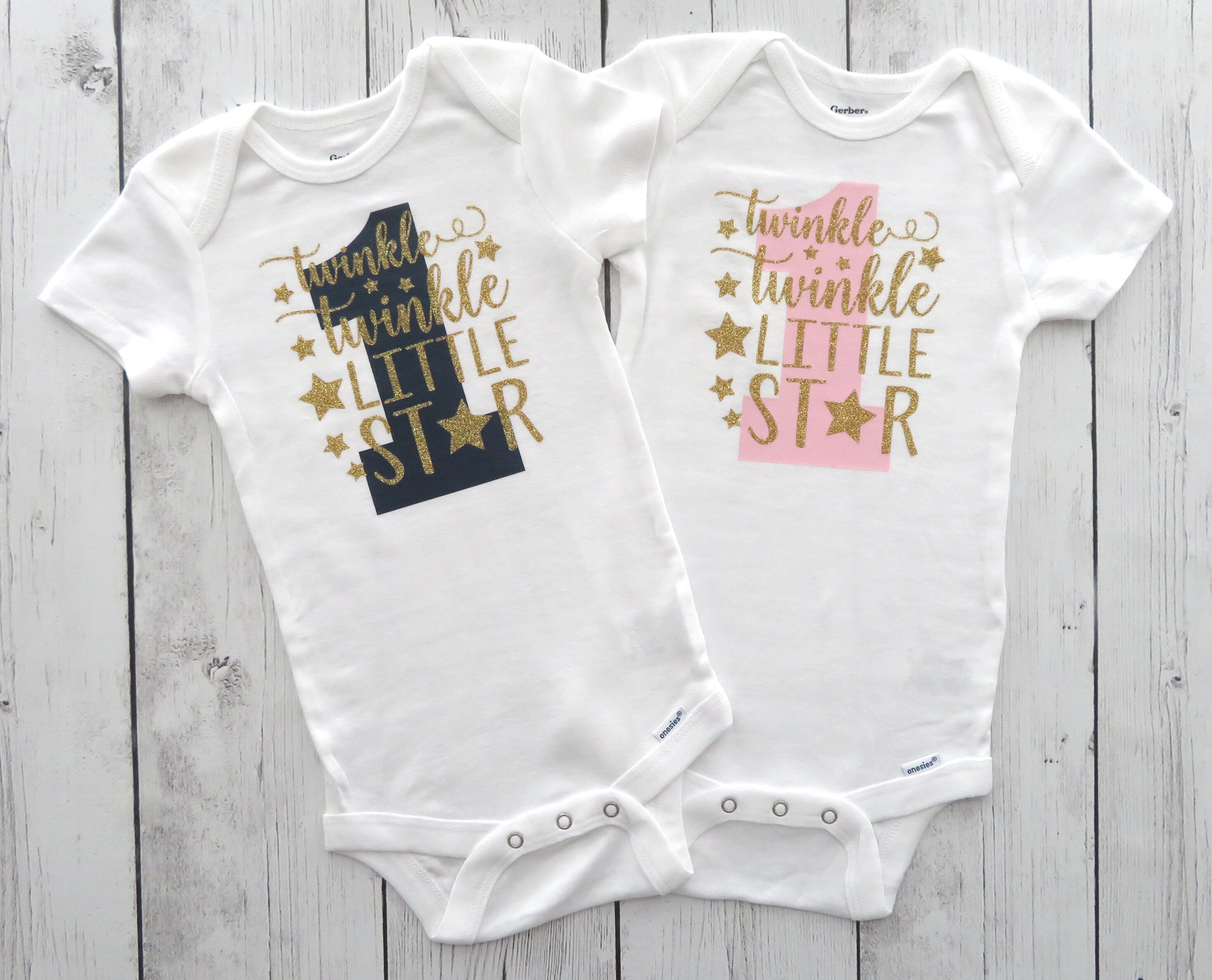Twinkle Twinkle Little Star First Birthday Onesies® for Twins - Boy ...