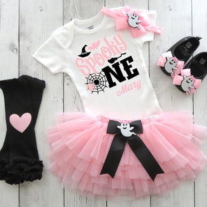 Spooky One Birthday Outfit in Light Pink and Black - Our Little Boo is ...