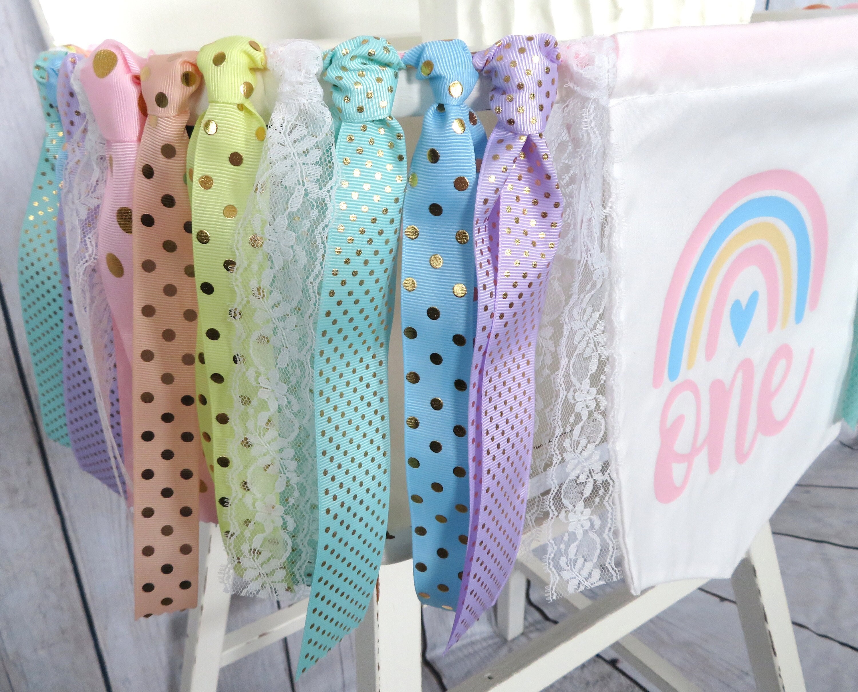 Pastel Rainbow High Chair Banner and Wall Banner for First Birthday ...
