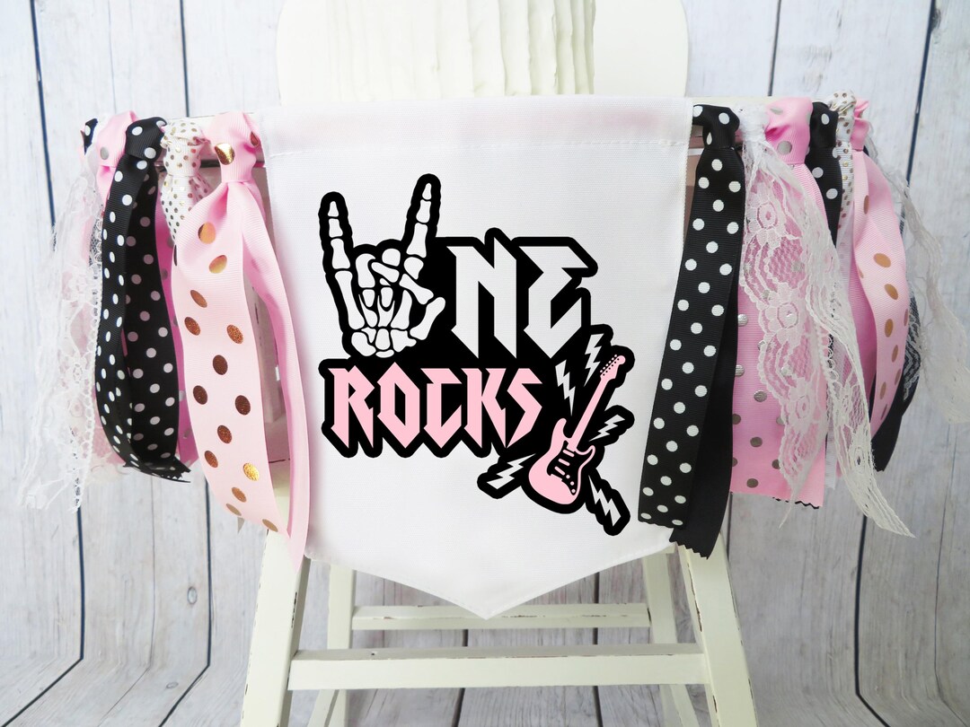 ONE Rocks Birthday Banner for 1st Birthday Party - High Chair Banner ...