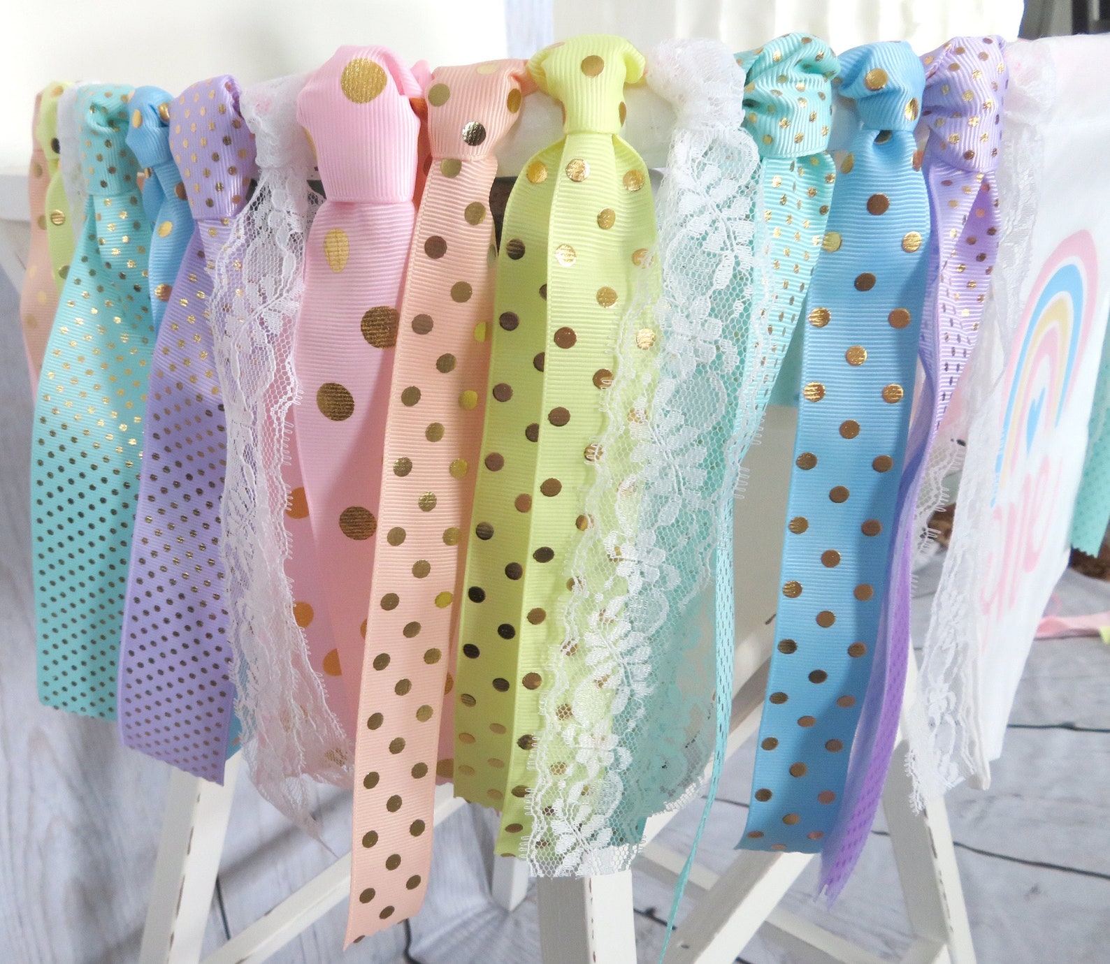 Pastel Rainbow High Chair Banner for First Birthday - Pastel Rainbow ...