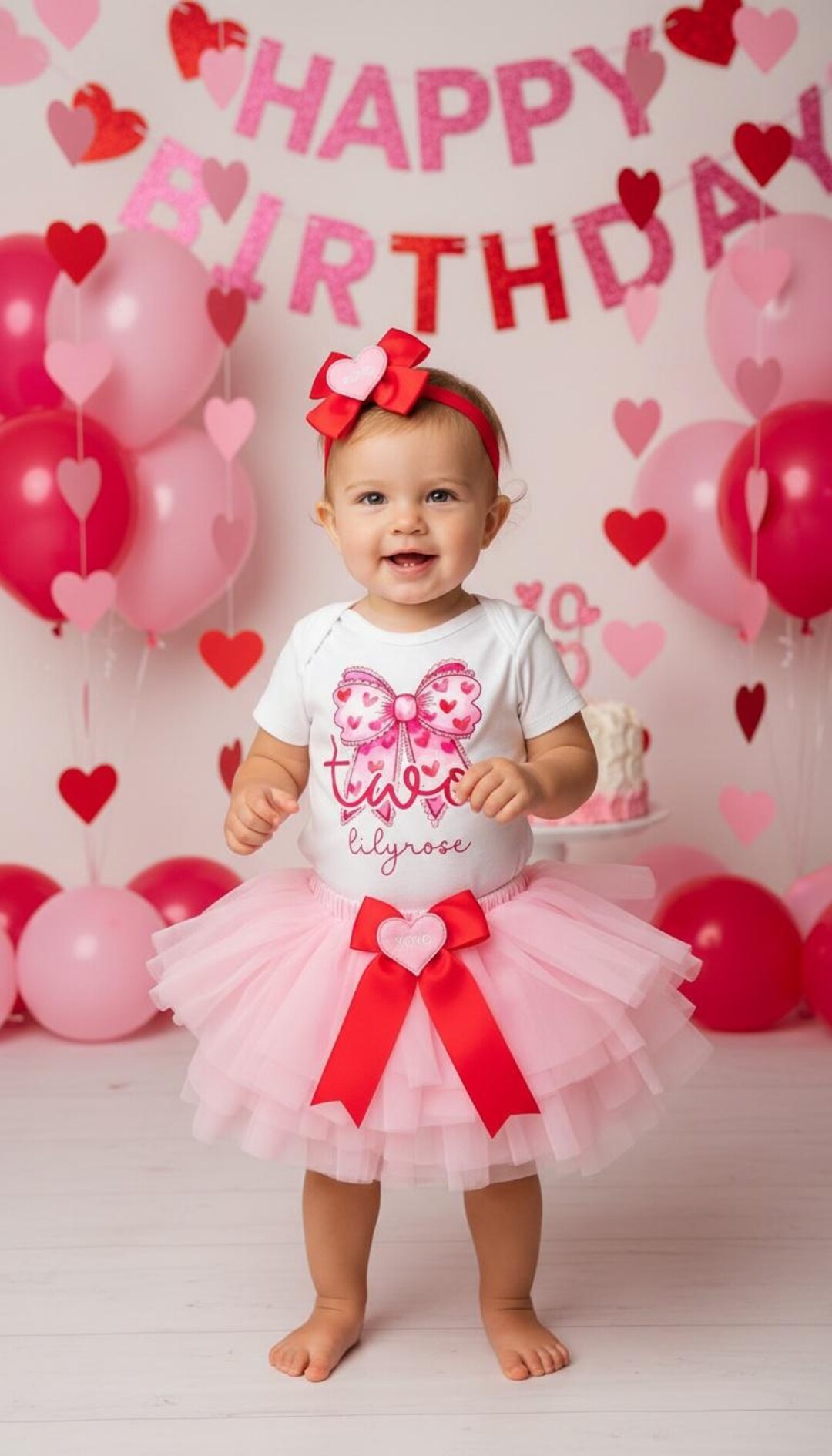 Valentines Day Coquette Bow 2nd Birthday Outfit With Tutu - Second ...