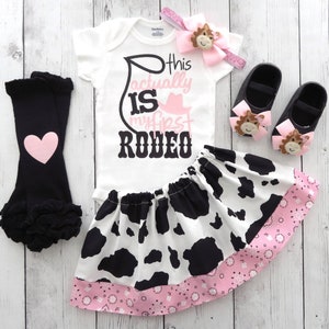 First Rodeo Outfit in Cow Print and Light Pink Bandana - First Birthday ...