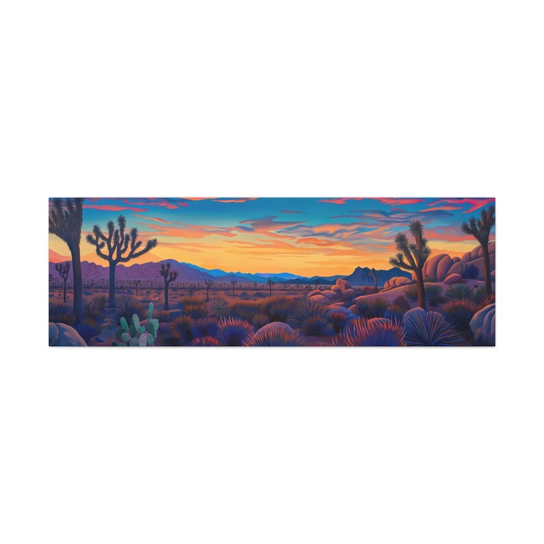 Desert Dusk Majesty: Joshua Tree Sunset Canvas | Serene Desert Scene ...