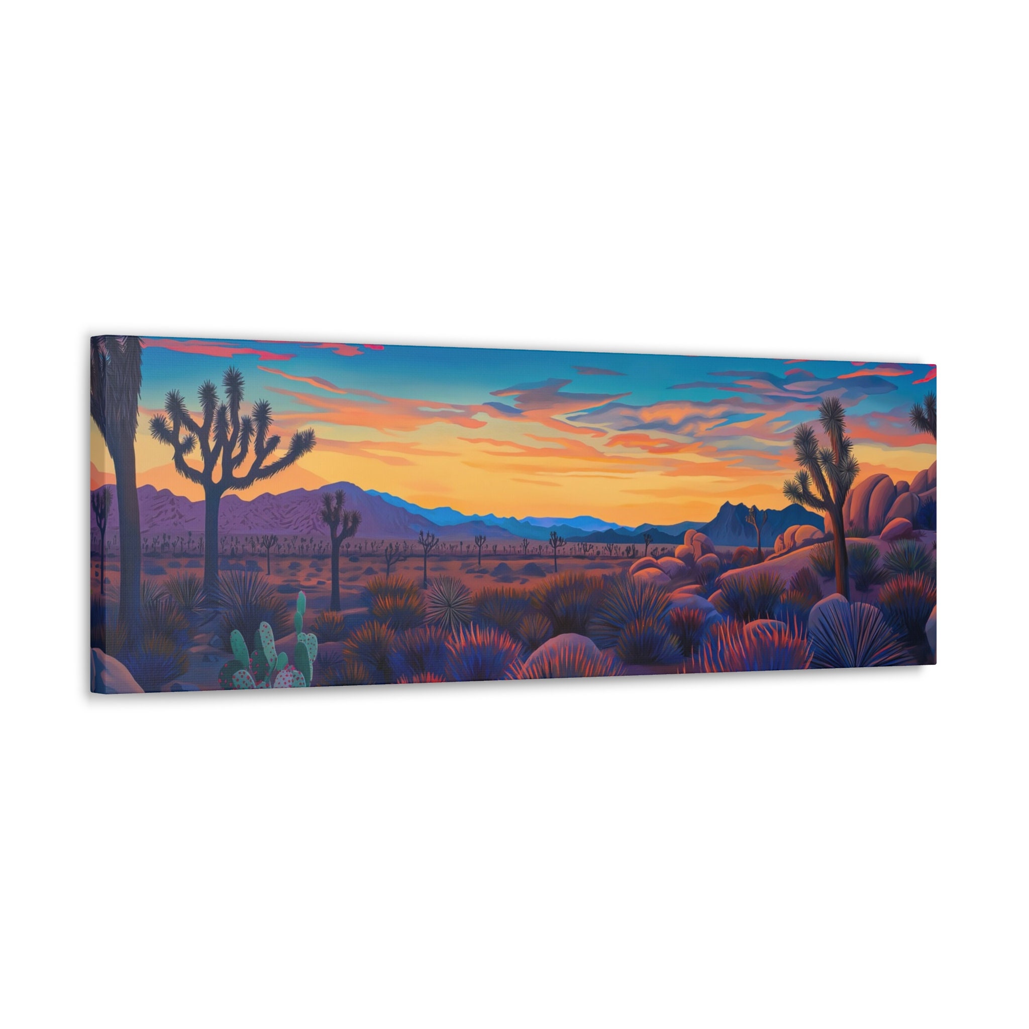 Desert Dusk Majesty: Joshua Tree Sunset Canvas Serene Desert Scene ...