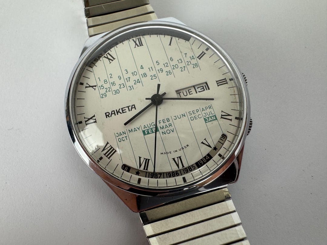 Vintage USSR Watch raketa Multicalendar Manual Mens Wristwatch, Very ...