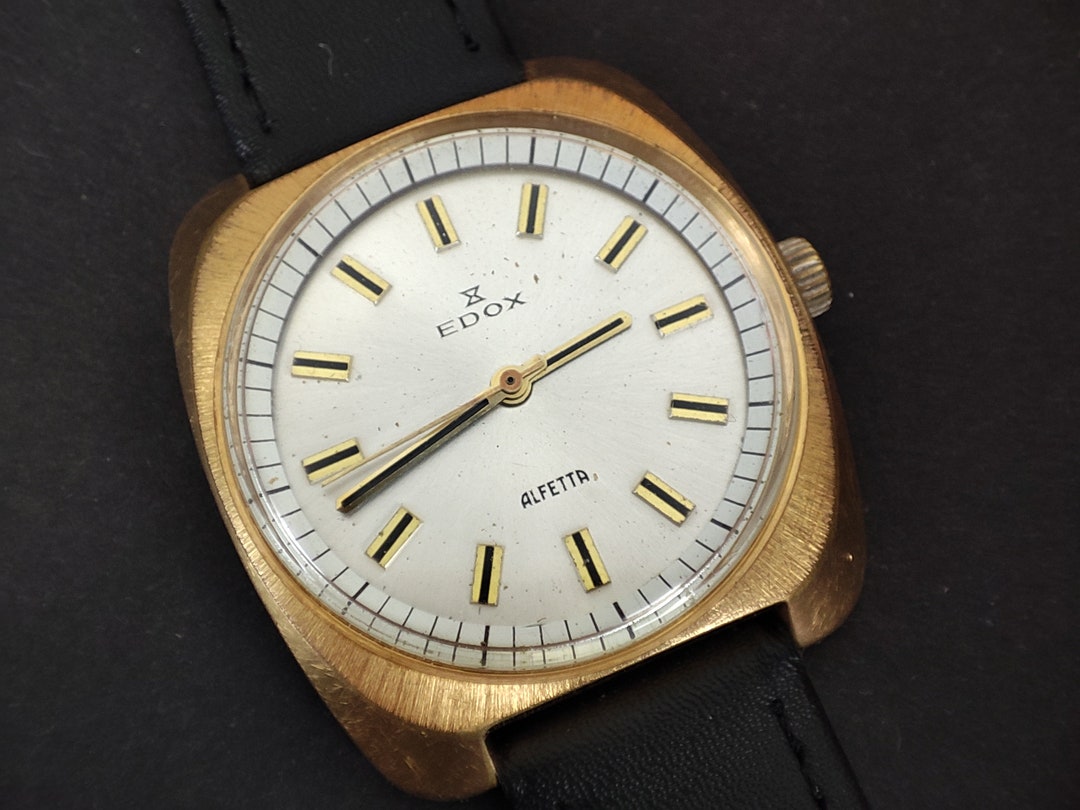 Vintage Swiss Watch Edox Alfetta Manual Mens Wristwatch, Rare Classic ...
