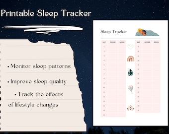 Sleep Tracker Printable, Sleep Log, Sleep Journal, Hours of Sleep Chart ...