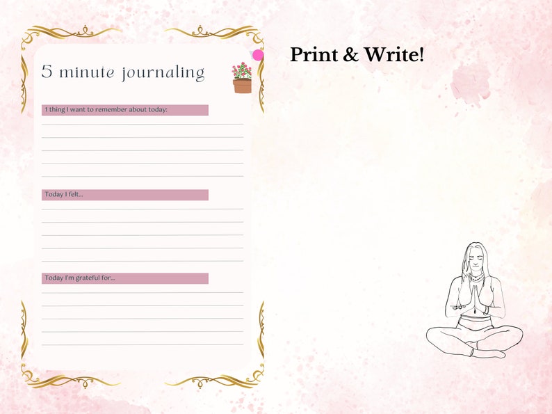 Printable Gratitude Journal 5 Minute Gratitude Diary Self Care Journal ...