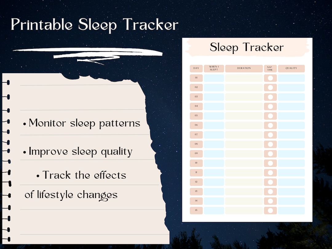 Sleep Tracker Printable, Monthly Sleep Log,health Planner, PDF Instant ...