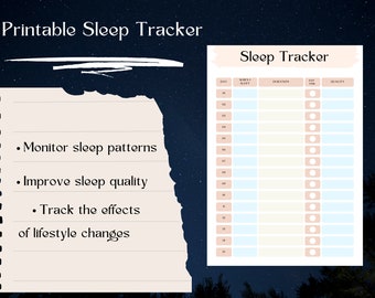 Sleep Tracker Printable Wellness Planner Monthly Sleep Log Sleep ...