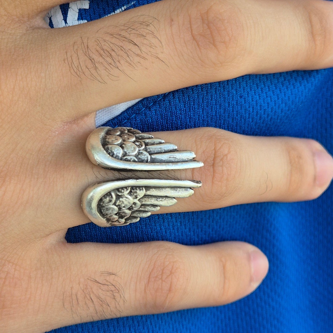 Wings Ring, Angel Wings, Open Wings, Silver Plated Ring, Adjustable ...