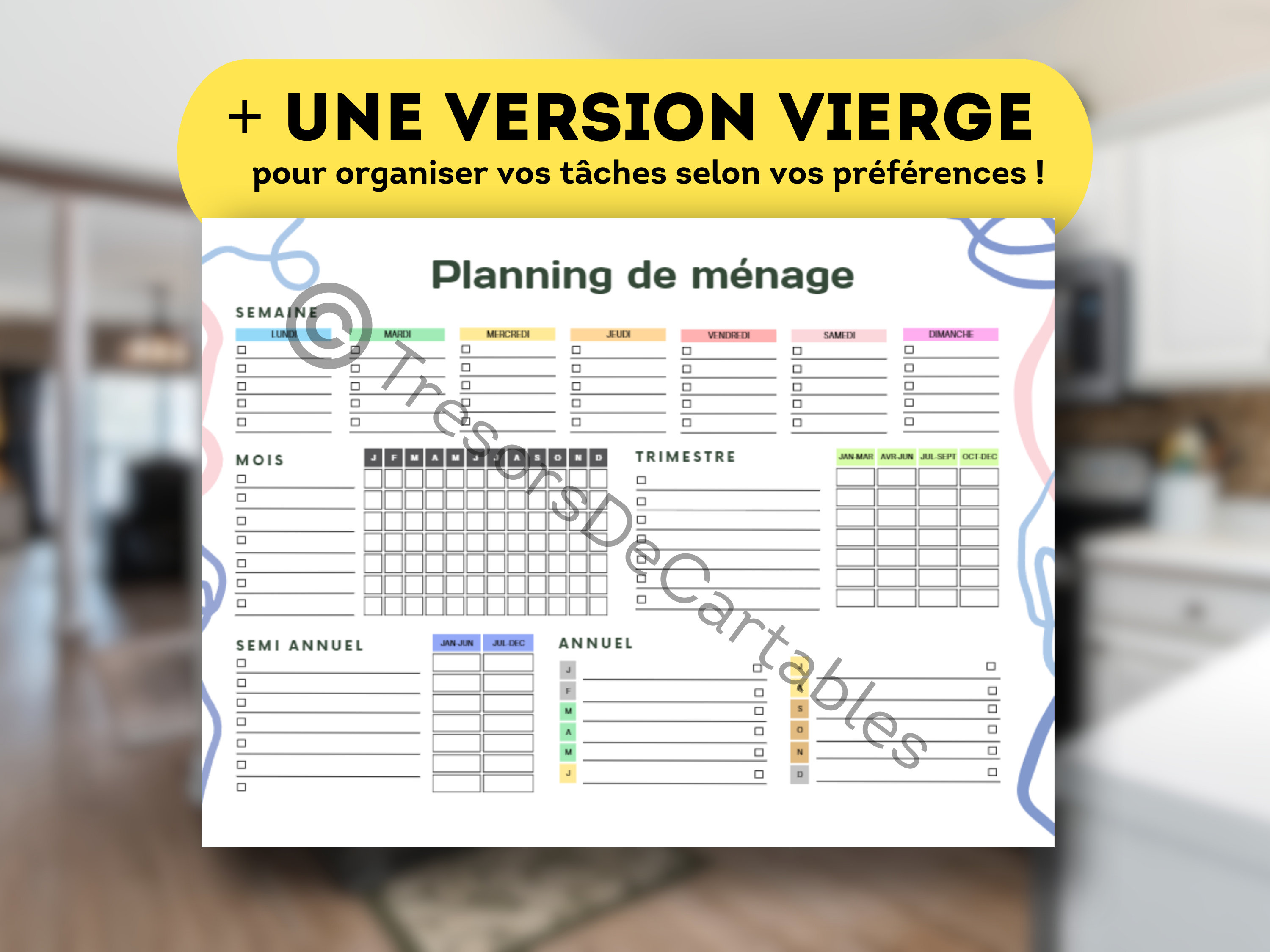 Planning de Ménage Français Digital et Imprimable | Planner de tâches ...