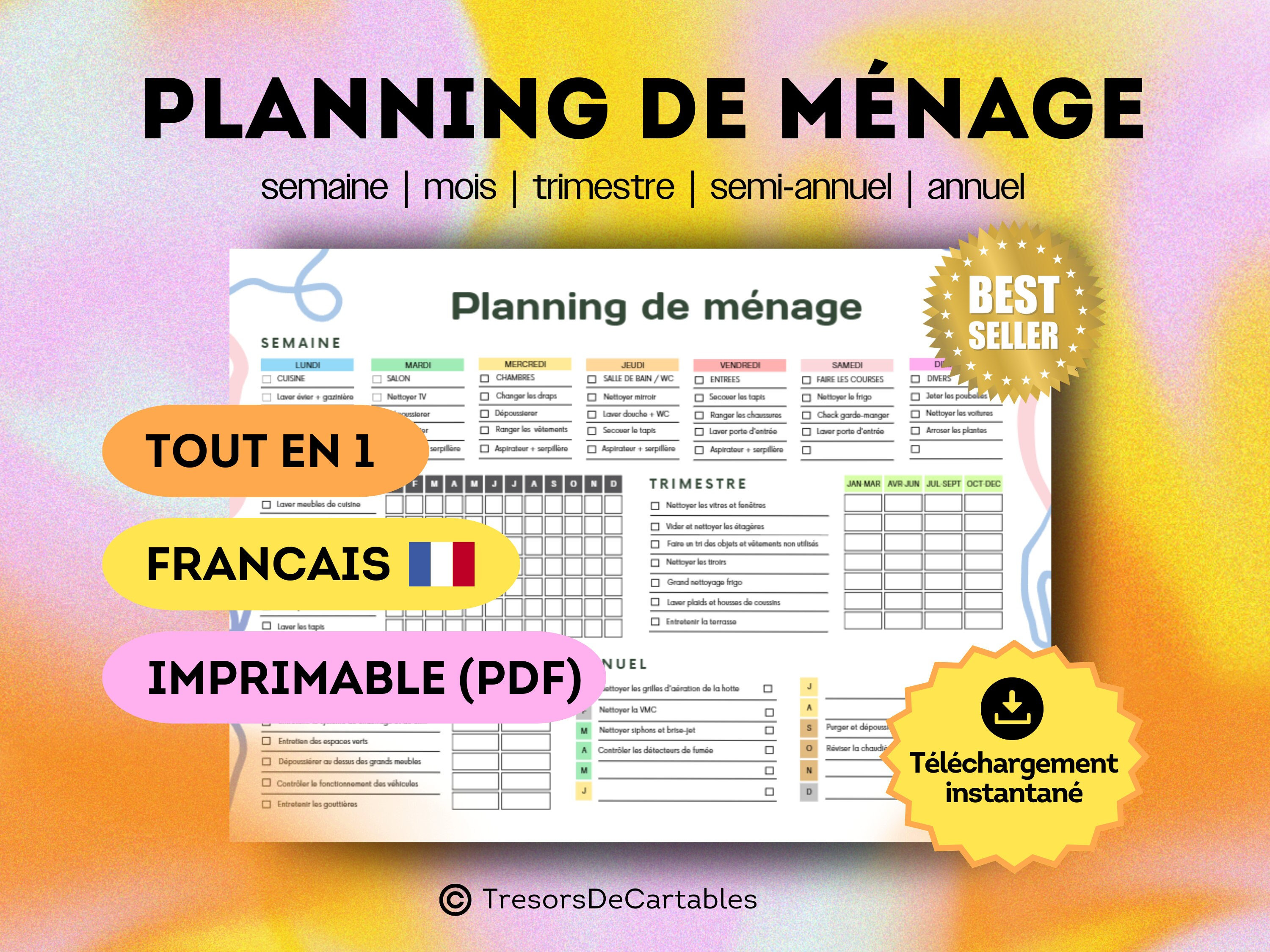French Digital and Printable Household Planner Chores Planner ...