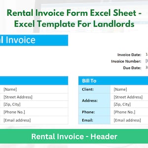 Rental Invoice Form Excel Sheet - Excel Template for Landlords - Etsy