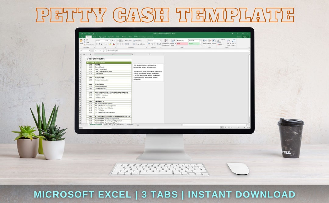 Petty Cash Accounting Excel Template - Etsy