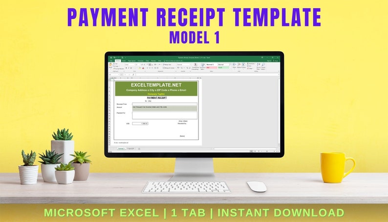 Payment Receipt Excel Template - Model 1 - Etsy