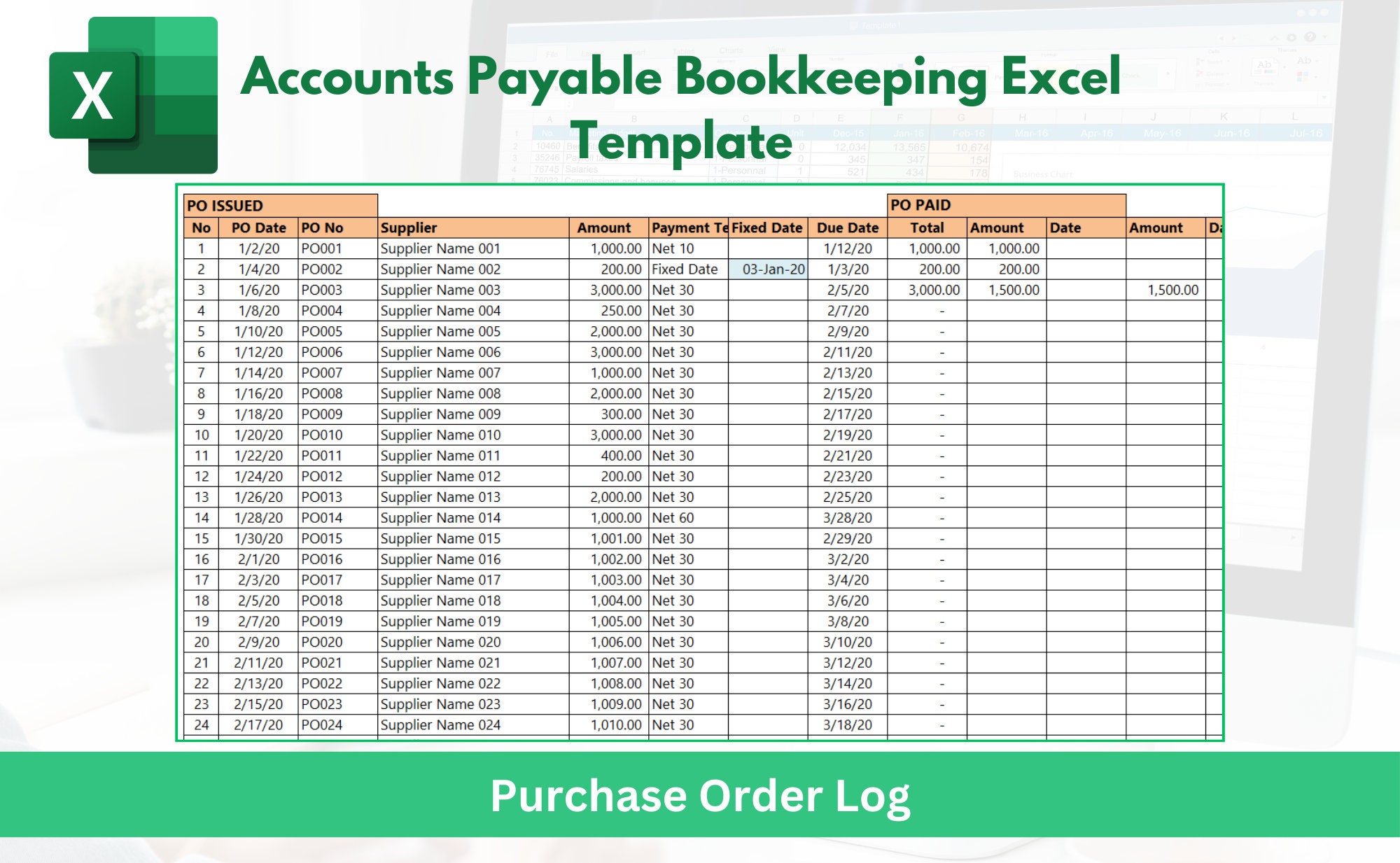 Accounts Payable Bookkeeping Excel Template - Etsy