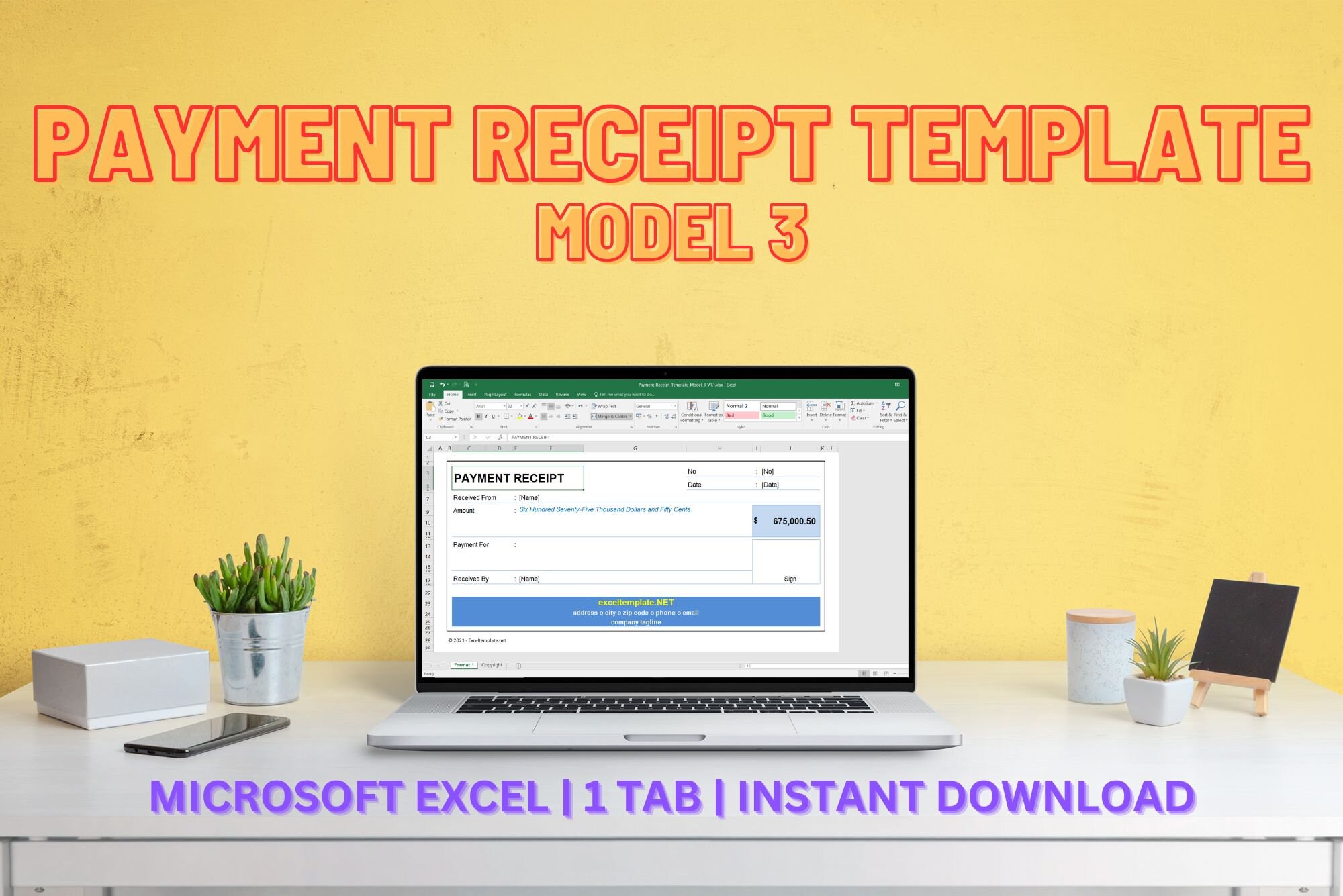 Payment Receipt Excel Template - Model 3 - Etsy