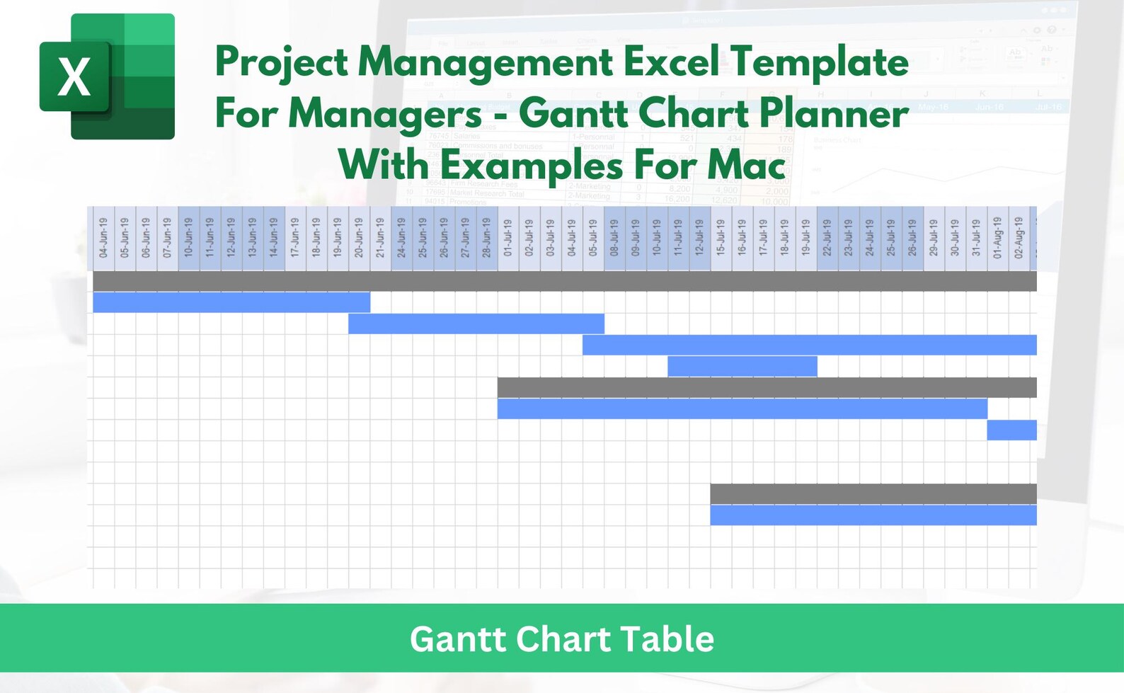 Project Management Excel Template for Managers - Gantt Chart Planner ...