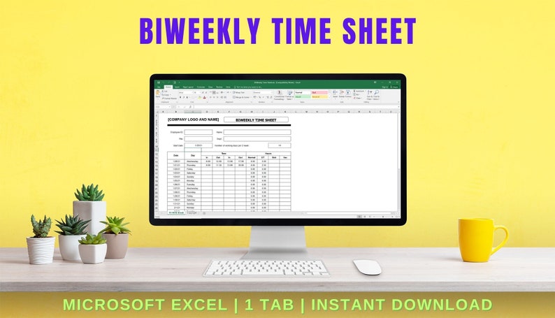 Biweekly Employee Timesheet Tracking Excel Template - Etsy