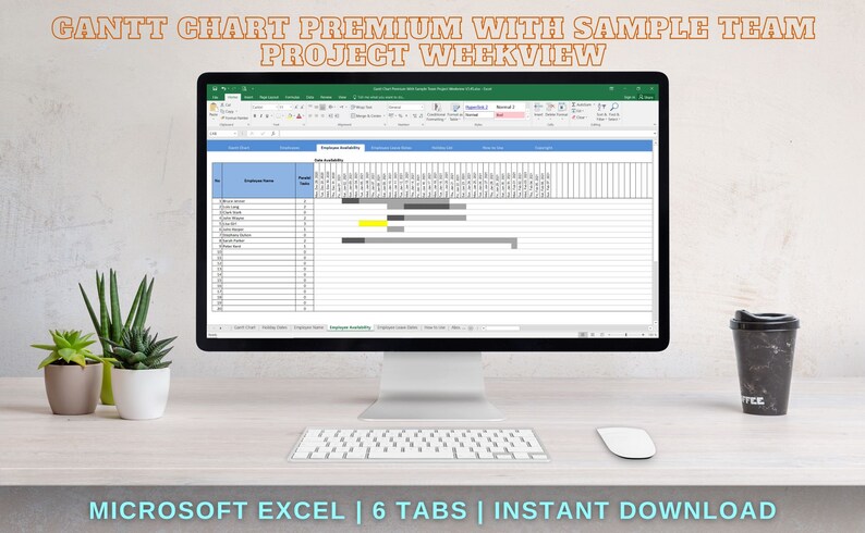 Weekly Project Planner Excel Template With Gantt Chart - PRO With ...