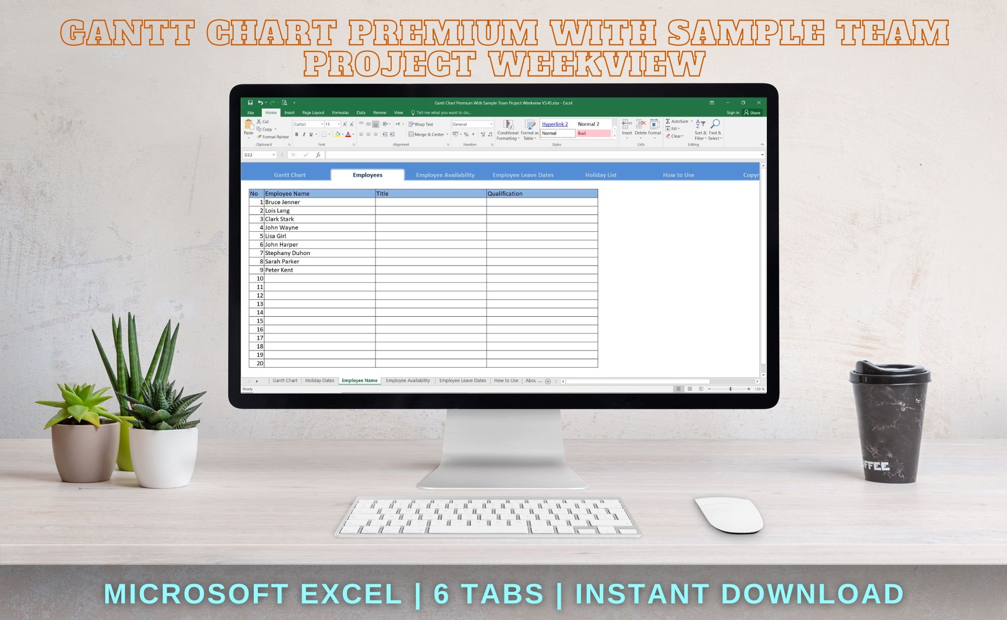 Weekly Project Planner Excel Template With Gantt Chart - PRO With ...