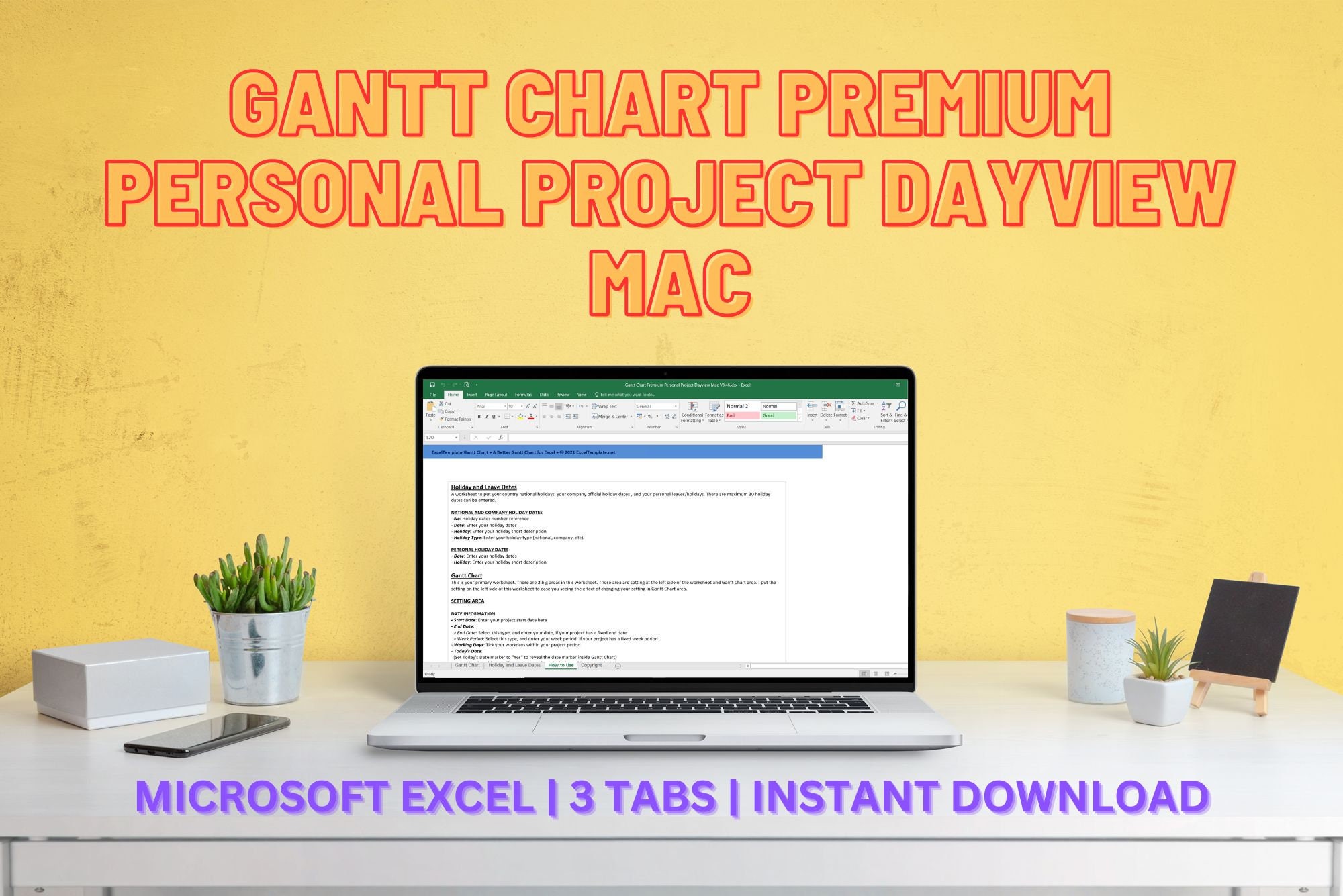 Project Planner Excel Template With Gantt Chart for Mac - PRO - Etsy