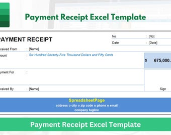 Payment Receipt Excel Template - Model 1 - Etsy