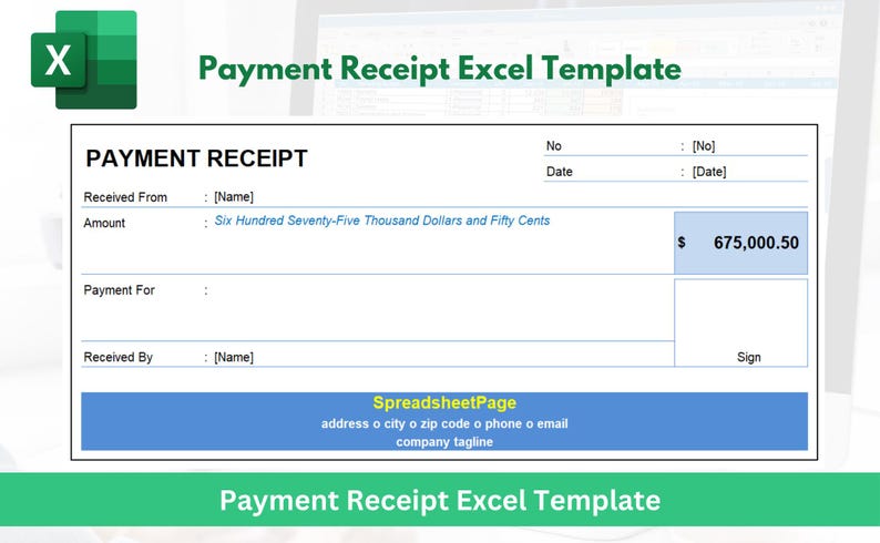 Payment Receipt Excel Template - Model 3 - Etsy