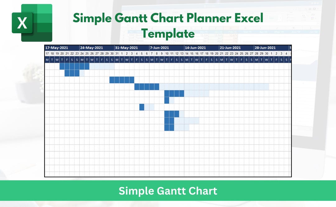Simple Gantt Chart Planner Excel Template - Etsy
