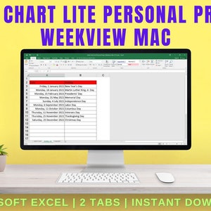 Weekly Project Planner Excel Template With Gantt Chart for Mac - Etsy